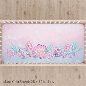 Mermaid Crib Sheet, Under the Sea Nursery, Shell Crib Sheet, Mermaid ...