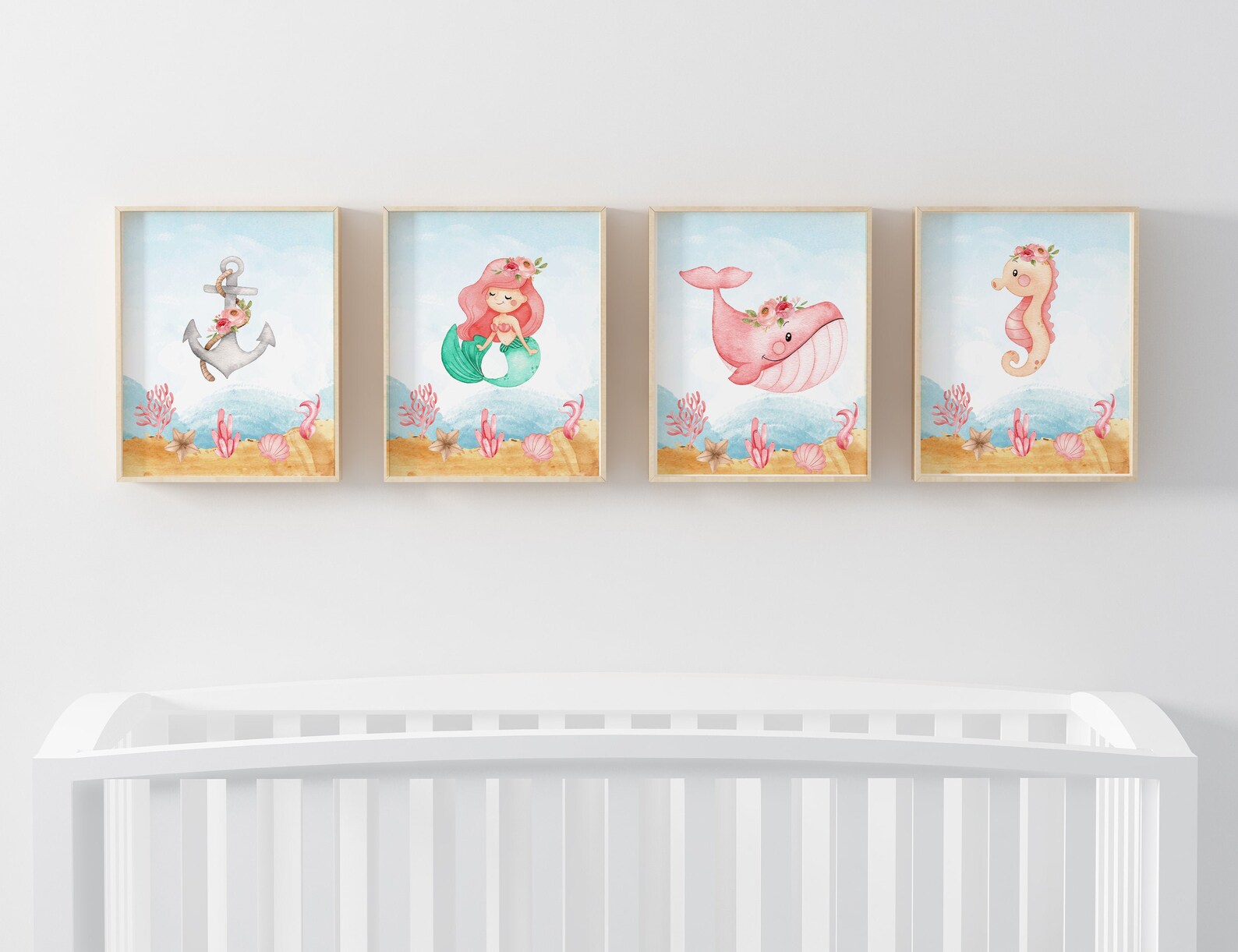 Mermaid Nursery Wall Art Girl Ocean Nursery Decor Mermaid - Etsy
