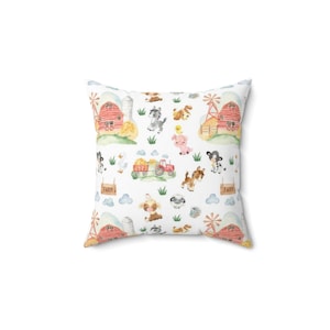 Farm Animals Pillow Cover, Barnyard Pillow Cover, Farm Nursery Bedding ...