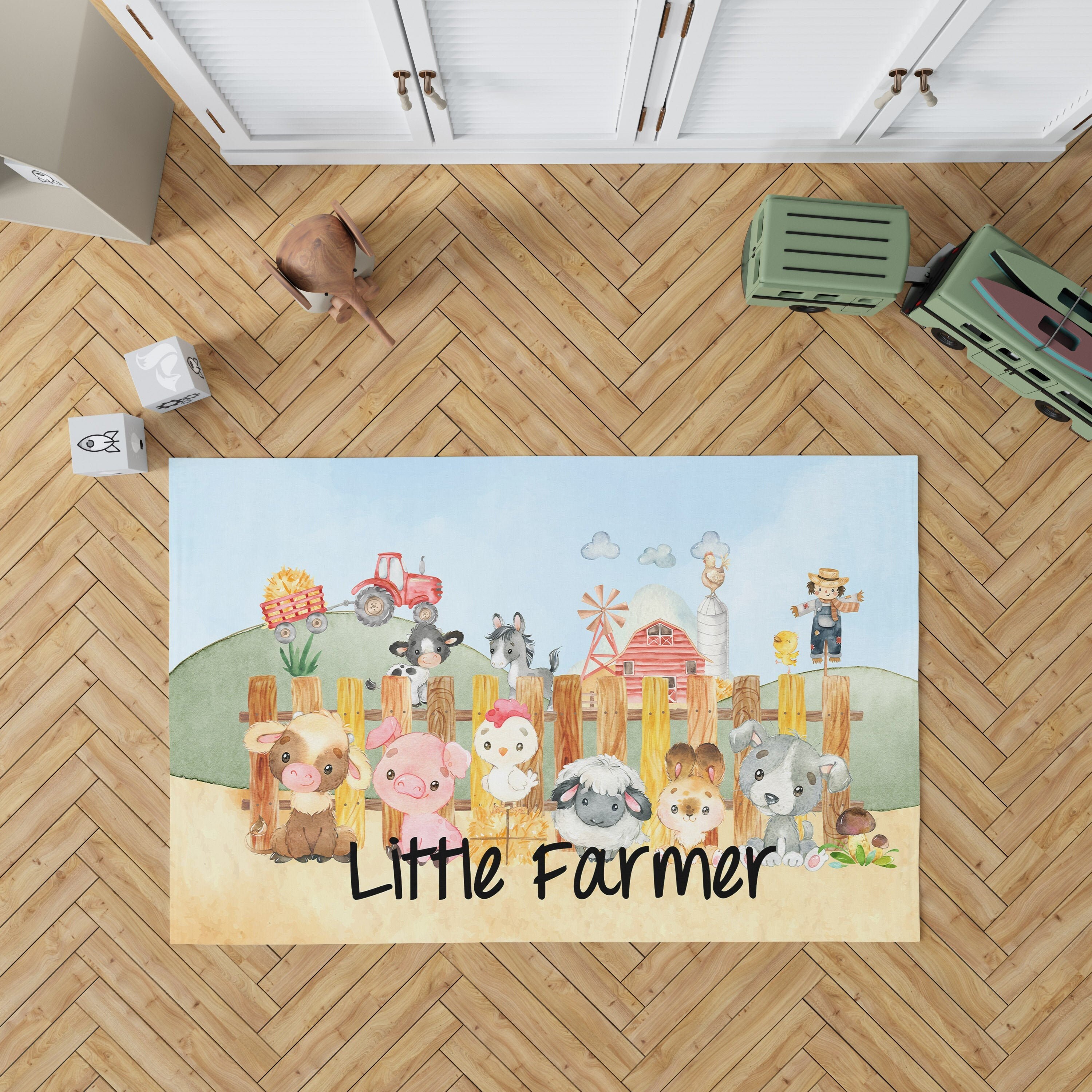Little Farmer Barn and Animals Rug Farm Nursery Decor Kids | Etsy