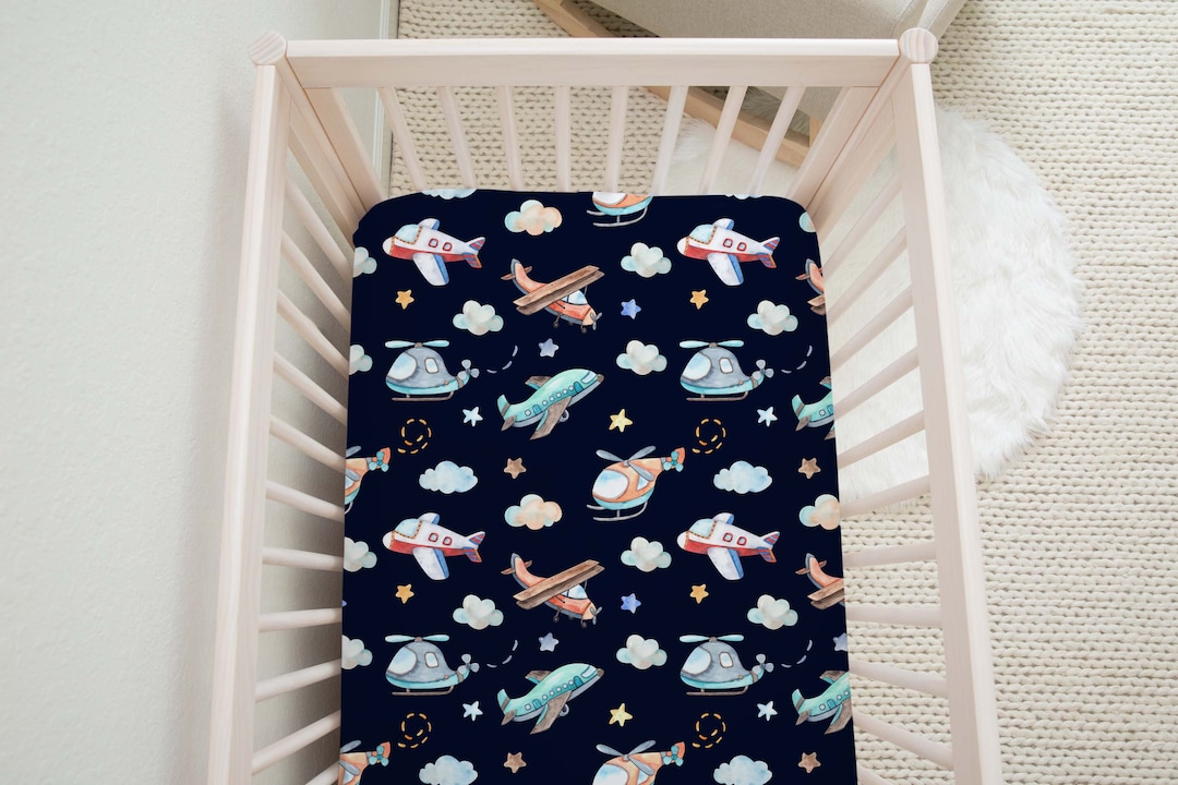 Airplanes Crib Sheet, Aviator Nursery Bedding, Airplanes Crib Bedding ...