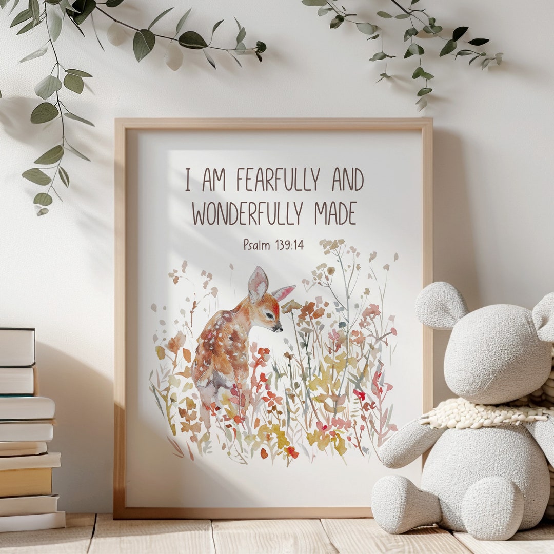 Bible Verse Wall Art, Fearfully and Wonderfully Made Print, Christian ...