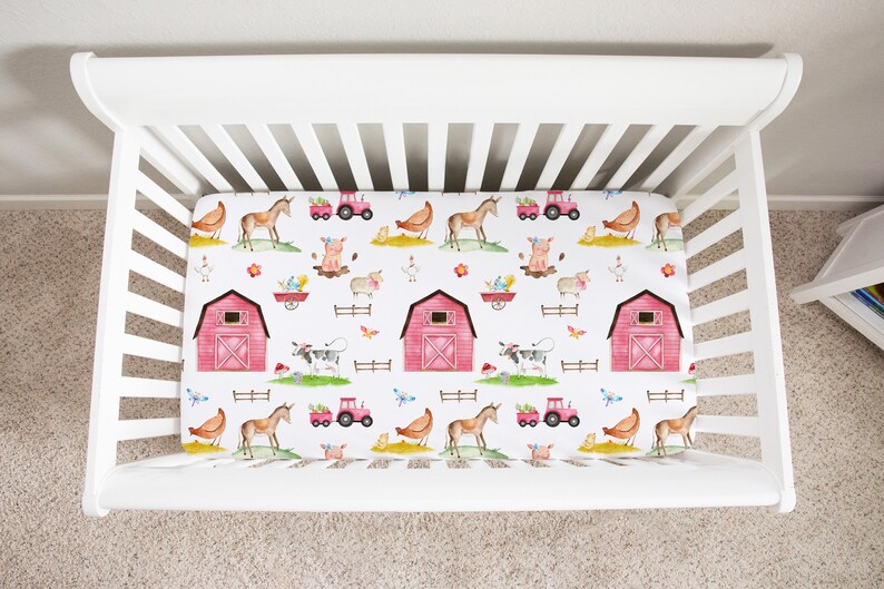 Farm Crib Bedding Girl, Baby Girl Farm Animal Nursery, Crib Sheets for ...