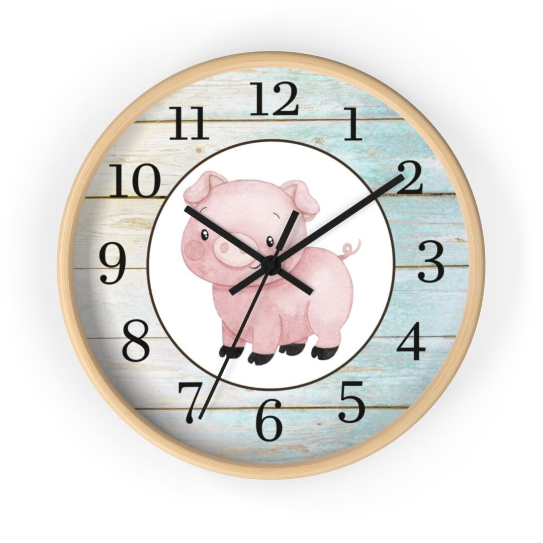 Pig Clock, Farm Nursery Decor, Kids Wall Clock, Baby Boy Nursery Decor ...