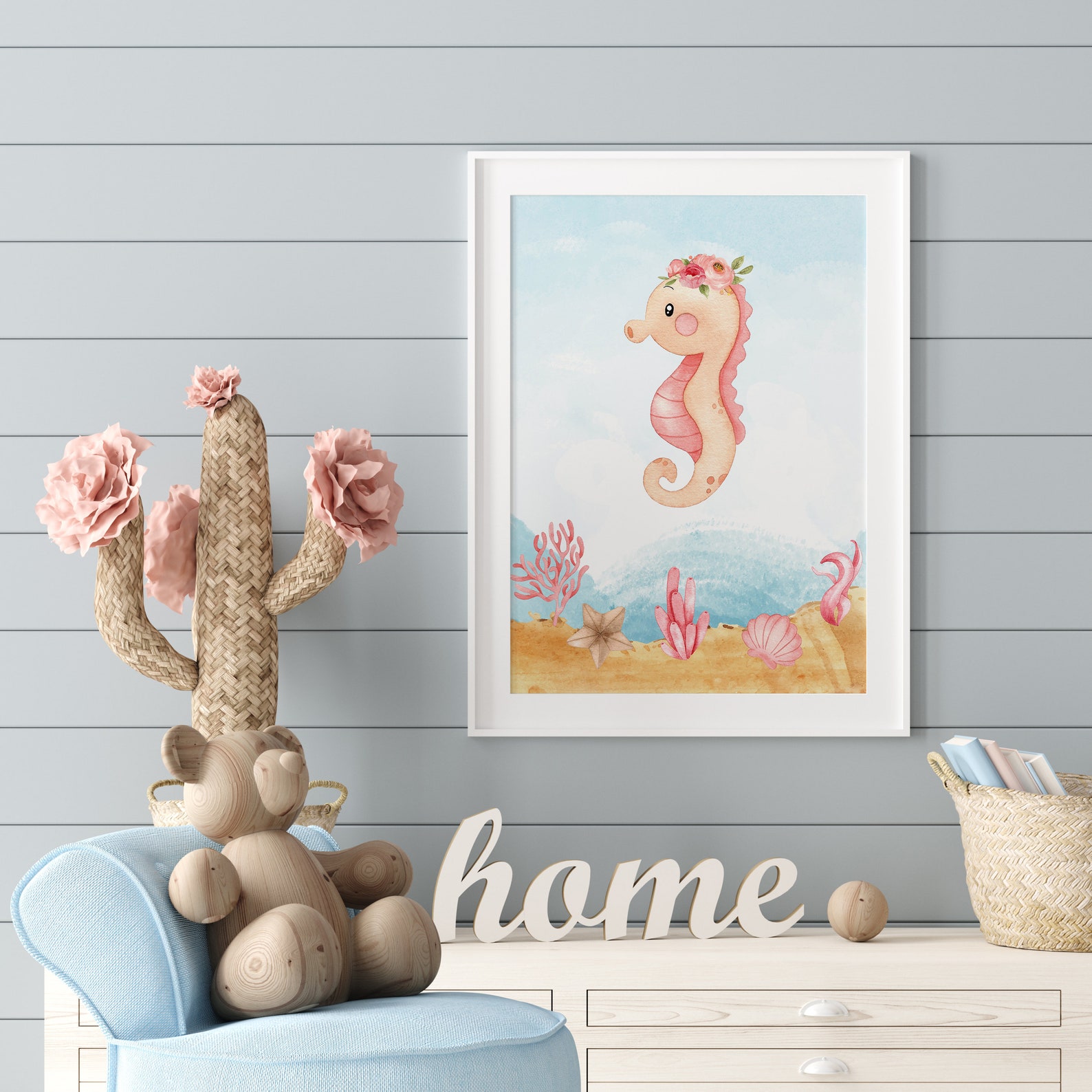 Mermaid Nursery Wall Art Girl Ocean Nursery Decor Mermaid - Etsy