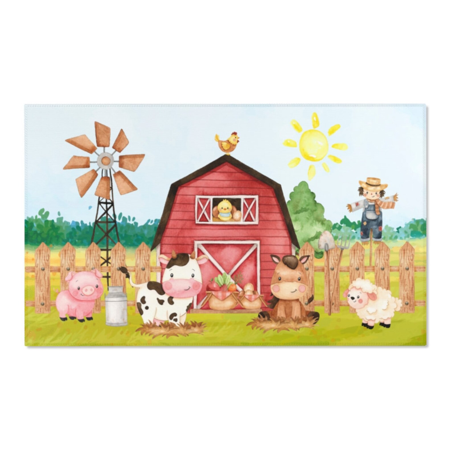 Farm Animals Rug Barnyard Nursery Decor Kids Play Room Rug - Etsy