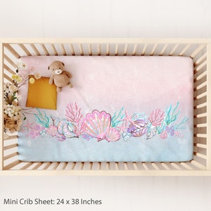 Mermaid Crib Sheet, Under the Sea Nursery, Shell Crib Sheet, Mermaid ...