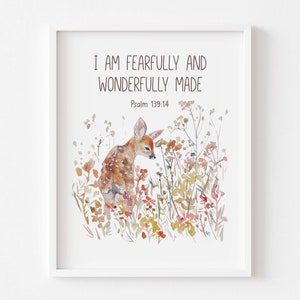 Bible Verse Wall Art, Fearfully and Wonderfully Made Print, Christian ...