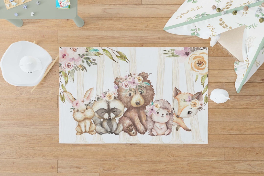 Woodland Nursery Rug, Woodland Animals Nursery Decor, Forest Nursery ...
