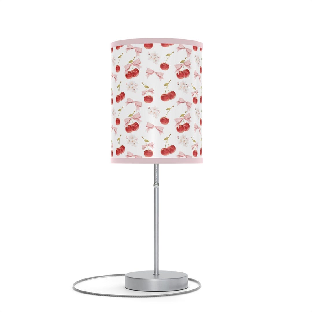 Cherry Blossom Table Lamp, Cherry Lighting, Coquette Bow Cherry Lamp ...