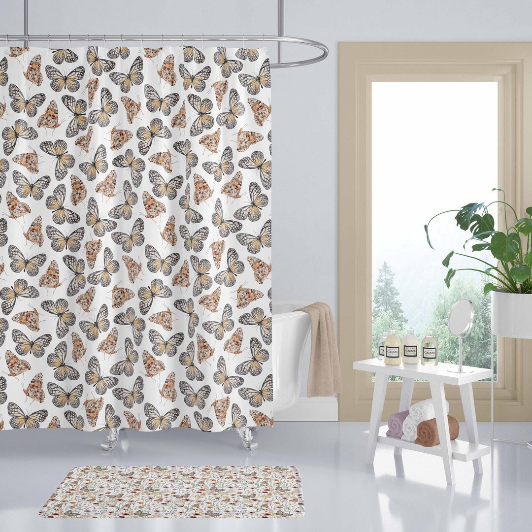 Monarch Butterfly Shower Curtain, Butterfly Curtain, Butterfly Batfroom ...