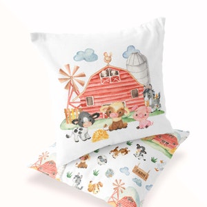 Farm Animals Pillow Cover, Barnyard Pillow Cover, Farm Nursery Bedding ...