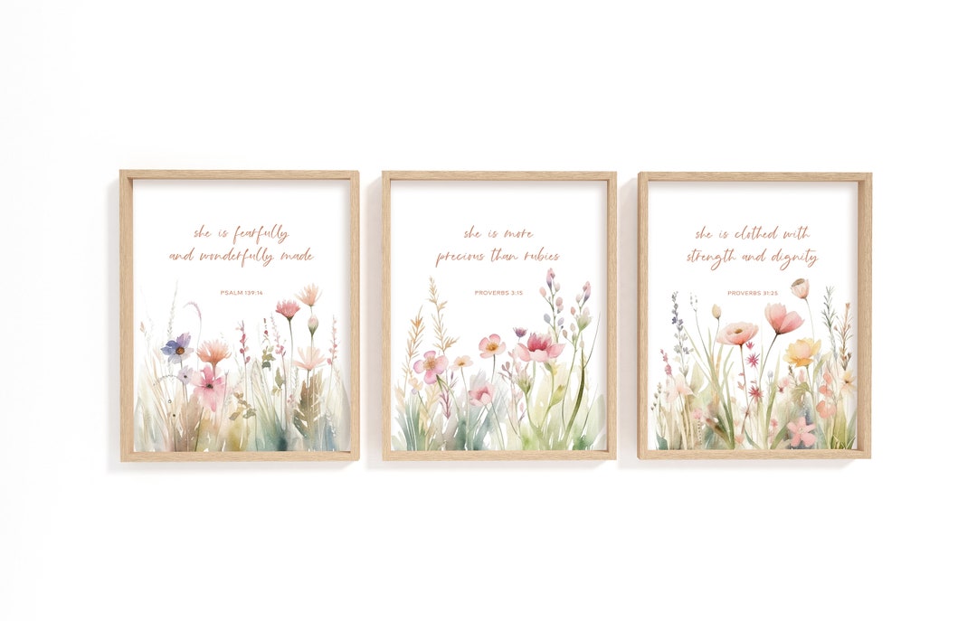 Wildflower Bible Verse Wall Art, Christian Nursery Decor, Wildflowers ...