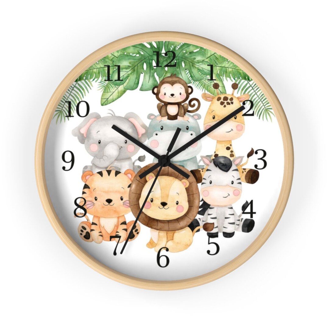 Safari Animals Clock, Kids Wall Clock, Baby Boy Nursery Decor, Nursery ...