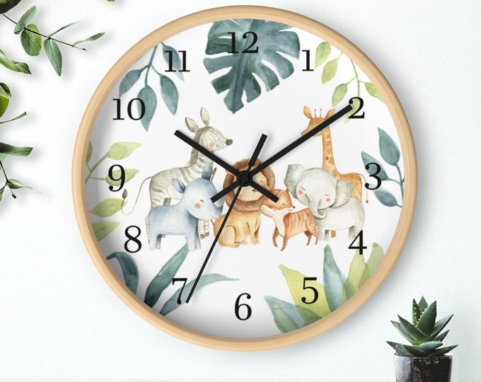 Safari Animals Clock, Kids Wall Clock, Baby Boy Nursery Decor, Nursery ...