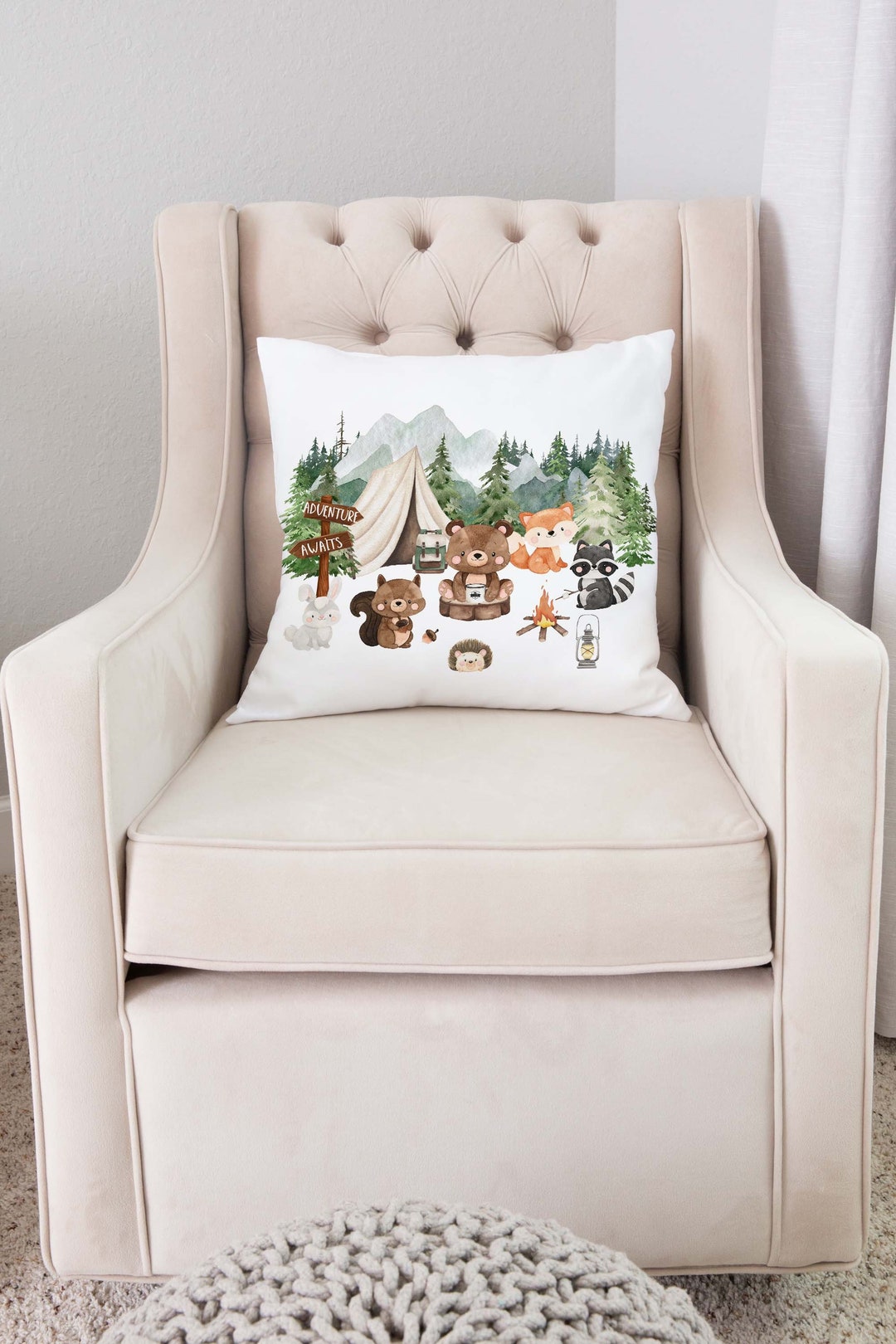Woodland Animals Faux Suede Square Pillow Case, Forest Pillow Cover ...
