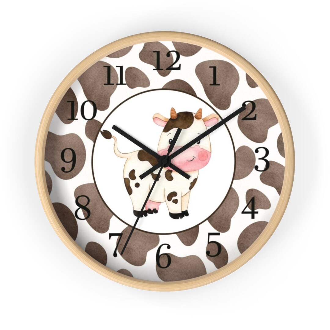 Cow Clock, Farm Nursery Decor, Kids Wall Clock, Baby Boy Nursery Decor ...