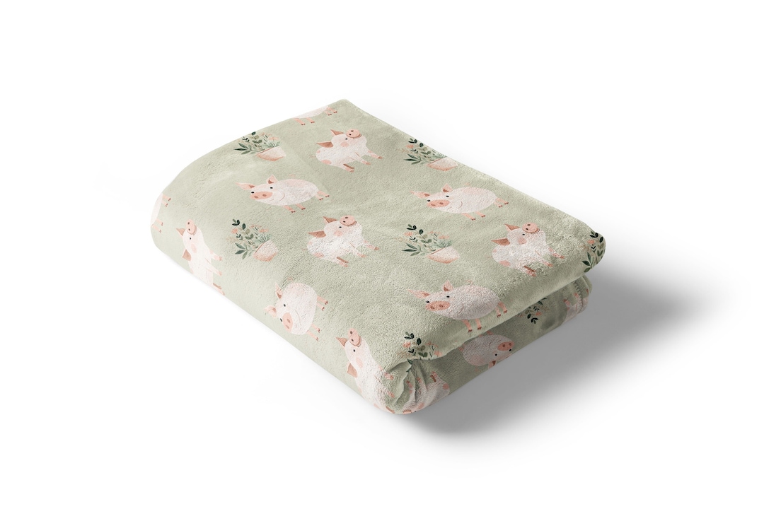 Pig Baby Blanket, Pig Crib Bedding, Pig Nursery Bedding, Farm Blanket ...
