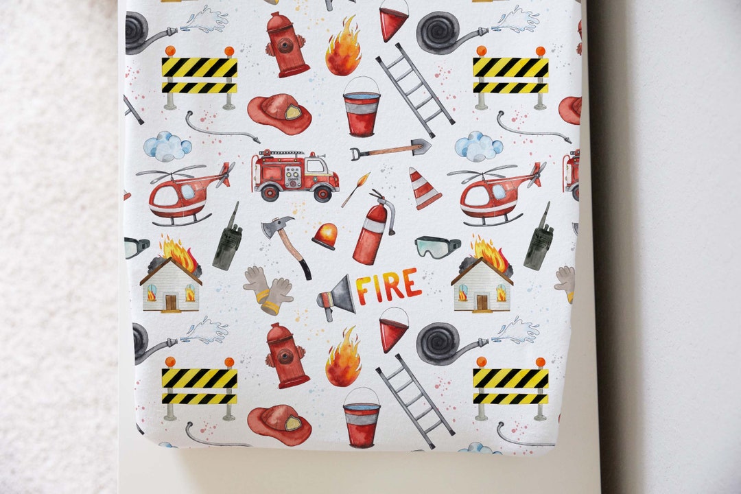 Fireman Changing Pad Cover, Firefighter Nursery Decor, Fire Truck ...
