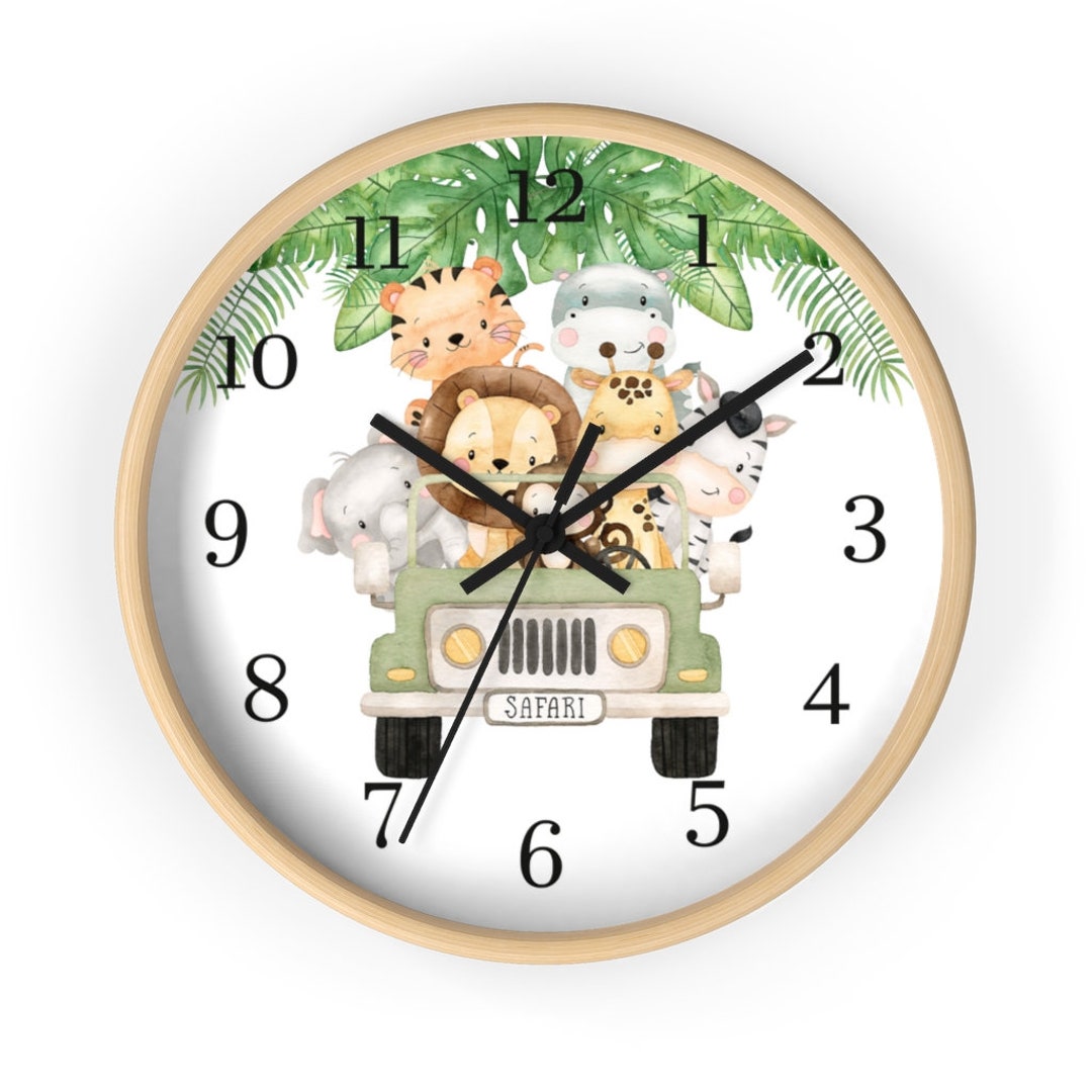 Safari Animals Clock, Kids Wall Clock, Baby Boy Nursery Decor, Nursery ...