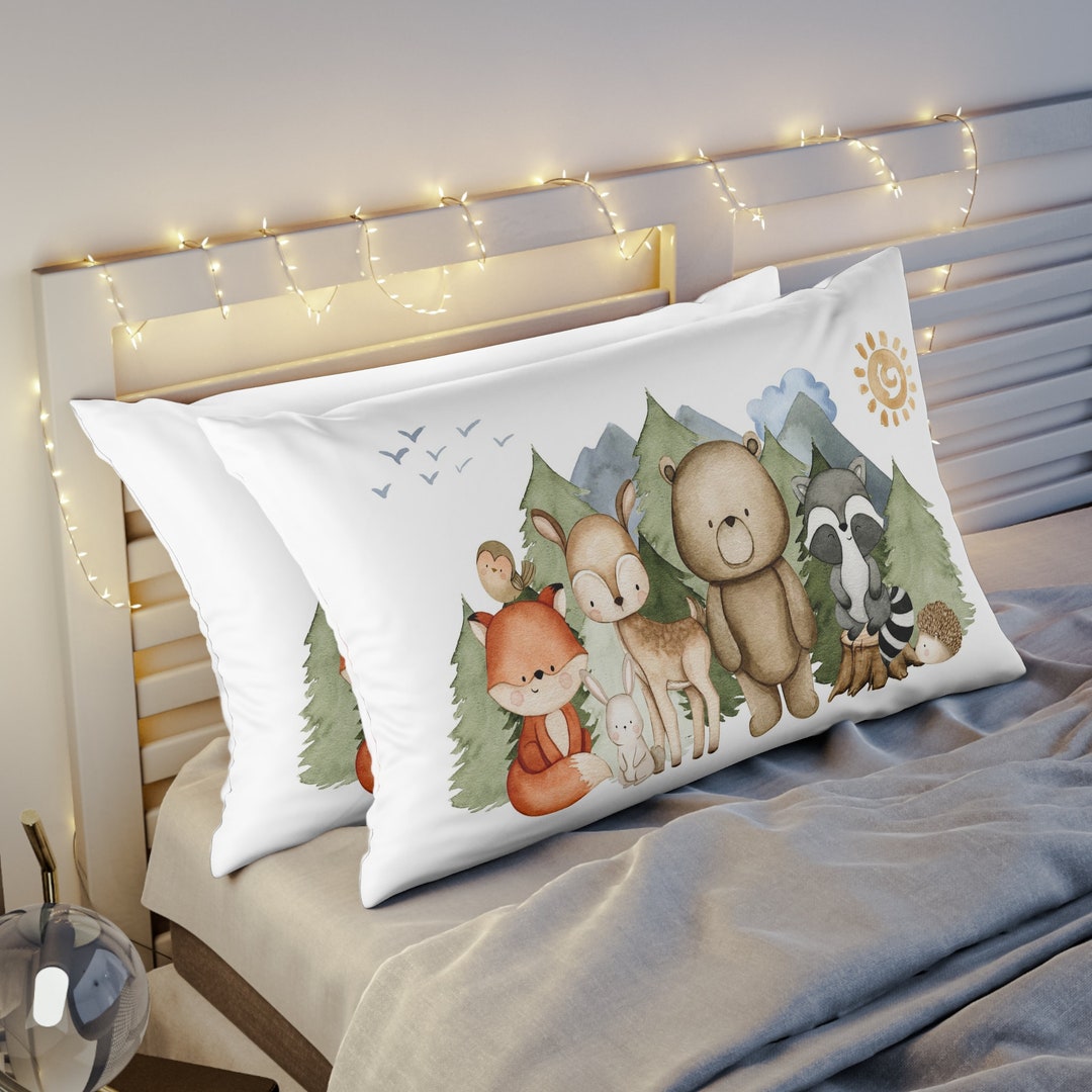 Woodland Pillow Sham, Forest Pillow Case, Woodland Animals Pillow ...