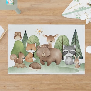 Woodland Animals Rug, Forest Nursery Rug, Woodland Animals Nursery ...