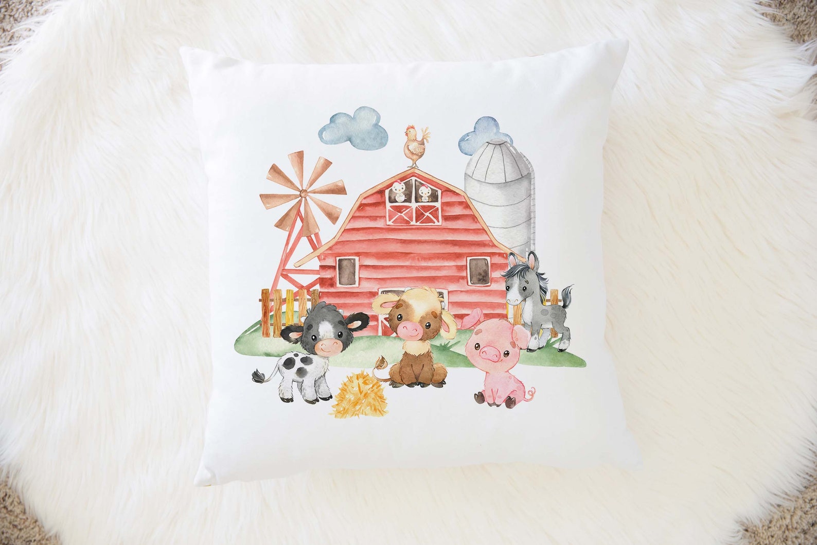 Farm Animals Pillow Cover Barnyard Pillow Cover Farm Nursery - Etsy