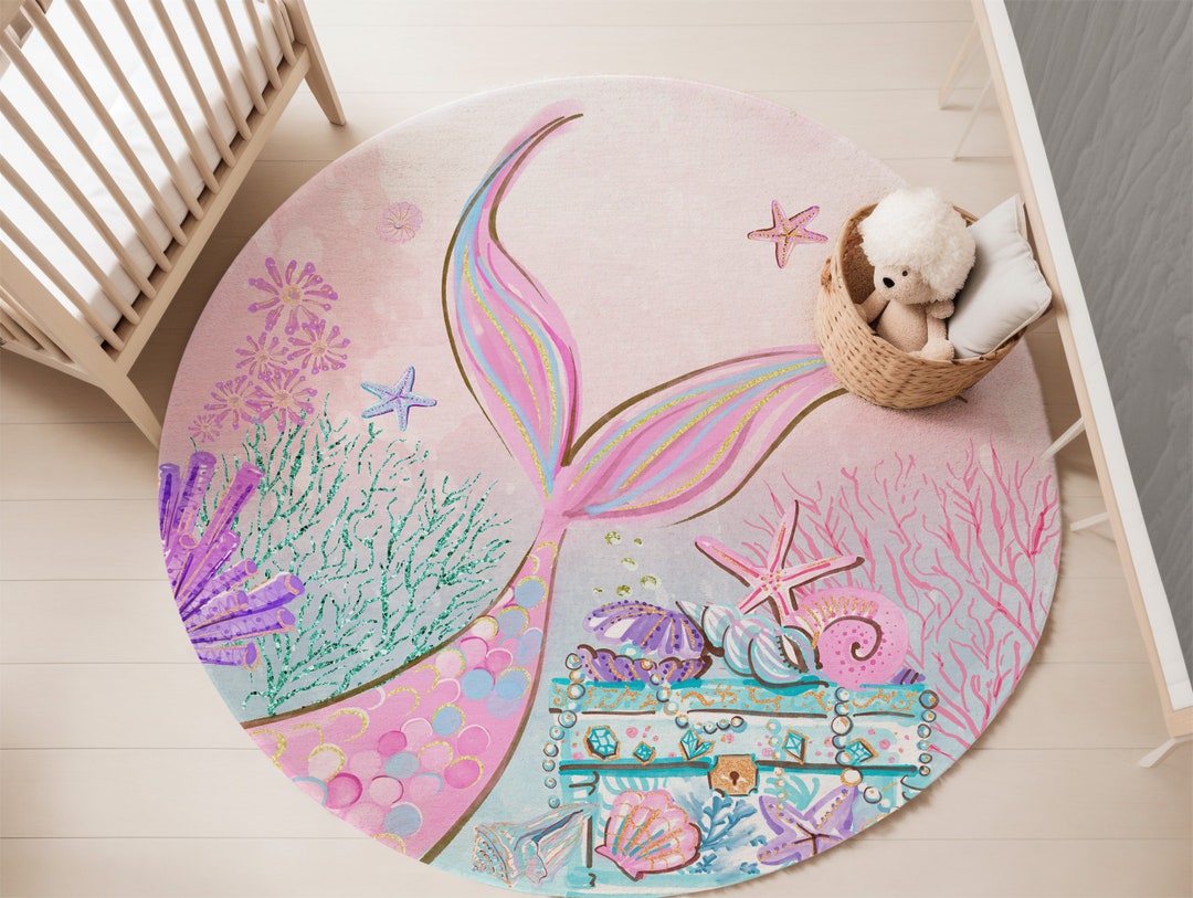 Mermaid Rug, Little Mermaid Rug, Sea Rug, Girls Play Room Rug, Area Rug ...