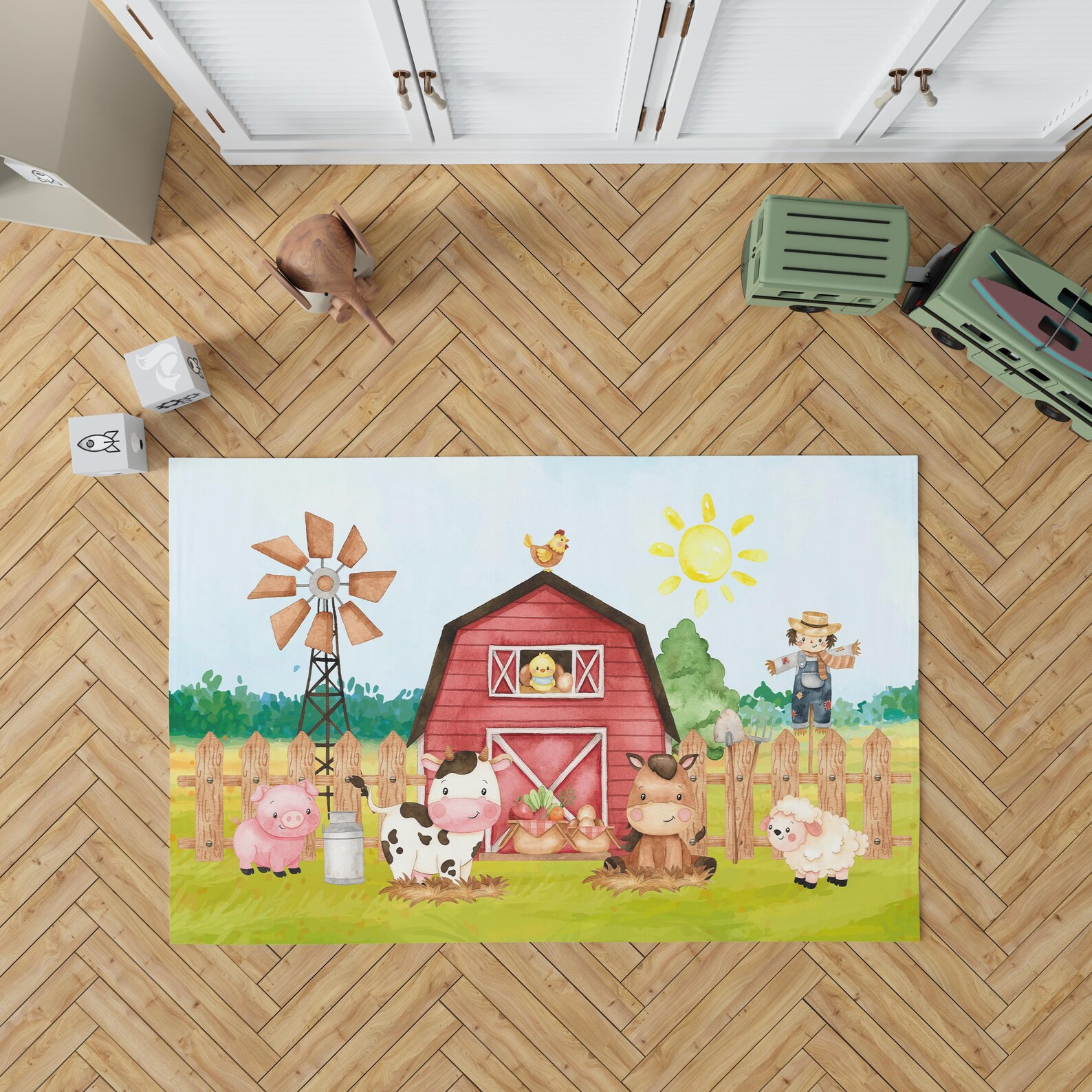 Farm Animals Rug Barnyard Nursery Decor Kids Play Room Rug - Etsy