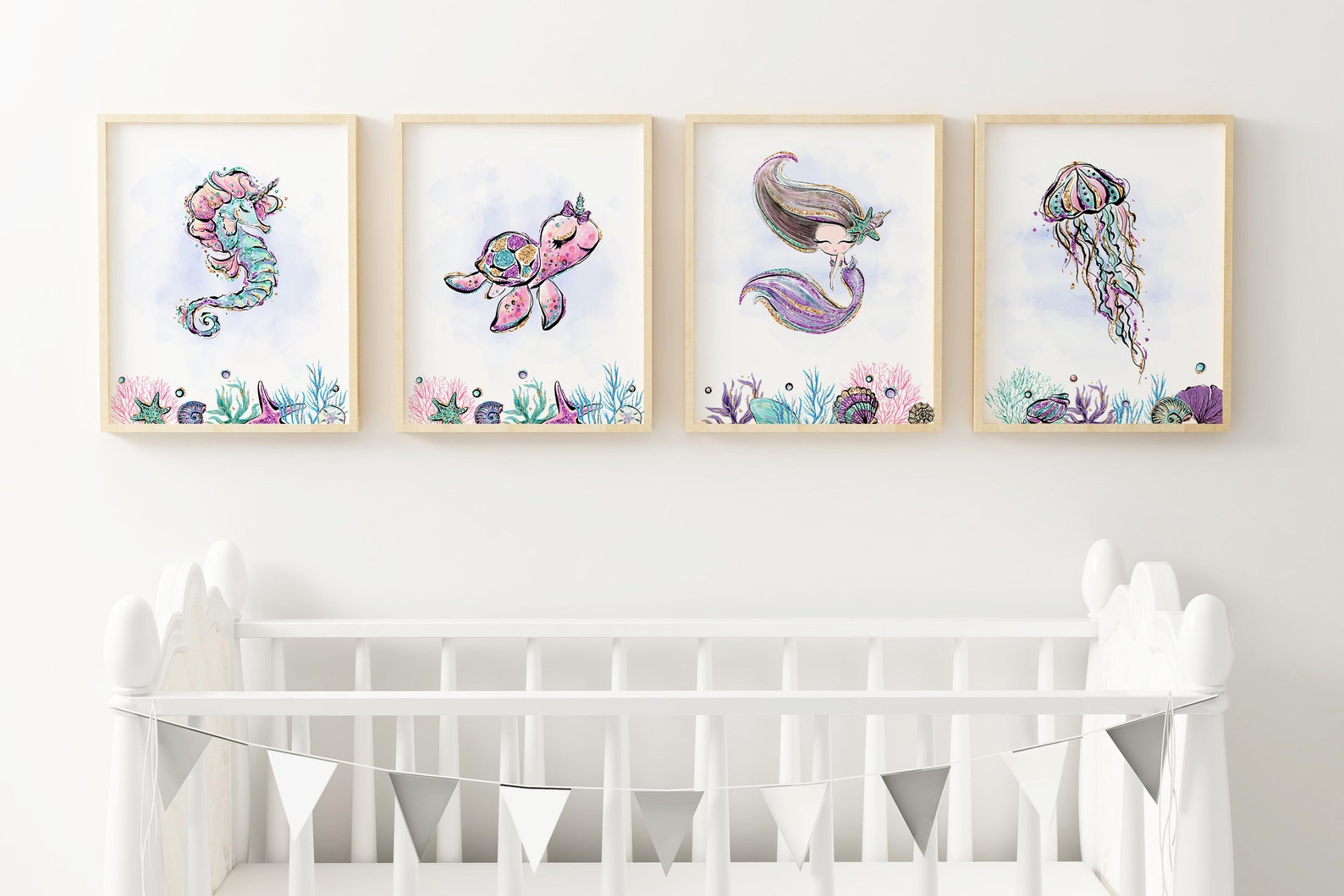 Mermaid Wall Art Nursery Under the Sea Girls Room Decor Baby - Etsy