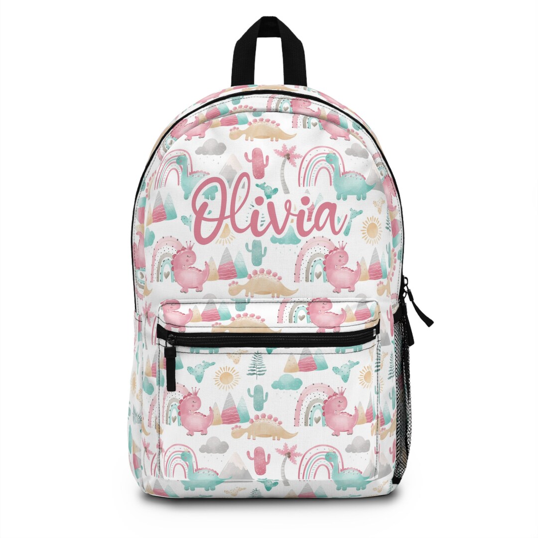 Personalized Dinosaur Backpack, Custom Name Girls School Bag, Back to ...