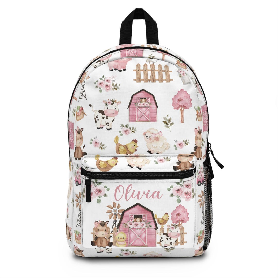 Personalized Floral Farm Back Pack, Pink Farm Backpack, Girls Backpack ...