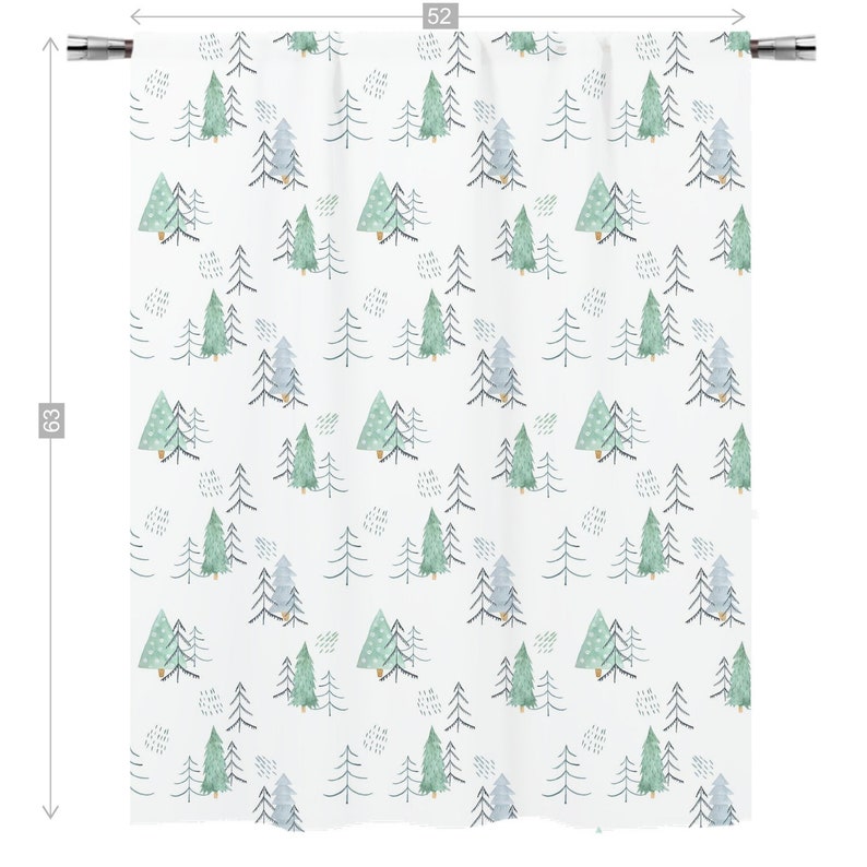 Pine Trees Curtains Forest Nursery Decor Scandinavian - Etsy