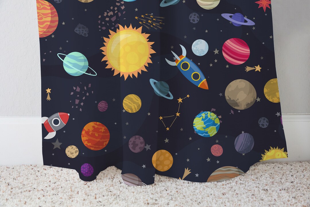 Outer Space Curtain Single Panel, Planets Nursery Decor, Solar System ...