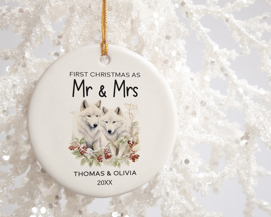 Wolf Couple Christmas Ornament, Mr and Mrs Ornament, Our First ...