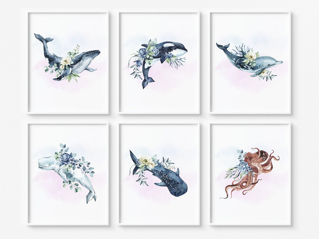 Ocean Girl Nursery Prints, Under De Sea Nursery Wall Art, Baby Girl ...