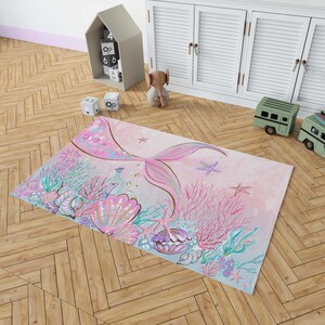 Little Mermaid Rug, Pink Mermaid Nursery Decor, Mermaid Room Decor ...