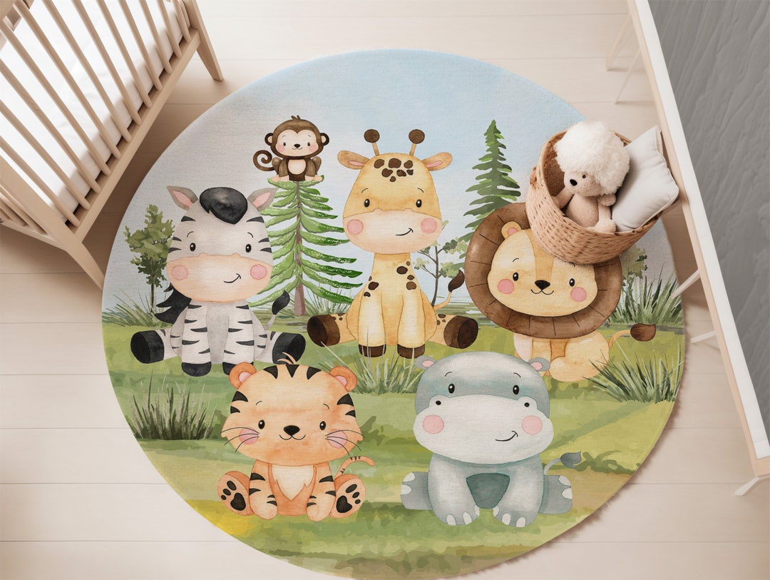 Safari Rug for Nursery, Safari Nursery Decor, Rugs for Kids, Area Rug ...