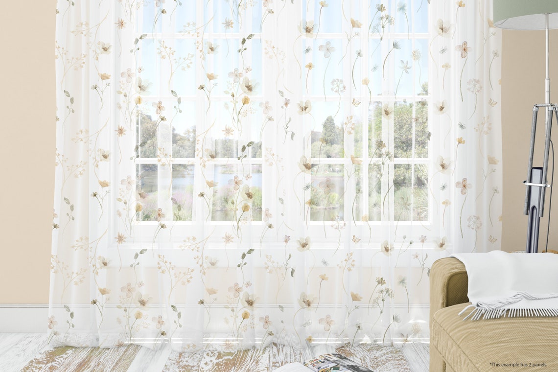 Wild Flower Sheer Curtain Boho Floral Nursery Decor Floral - Etsy