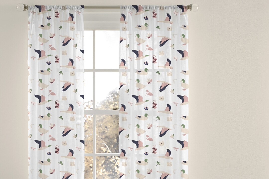 Ducks Sheer Curtain, Single Panel, Mallard Duck Nursery Decor, Modern ...