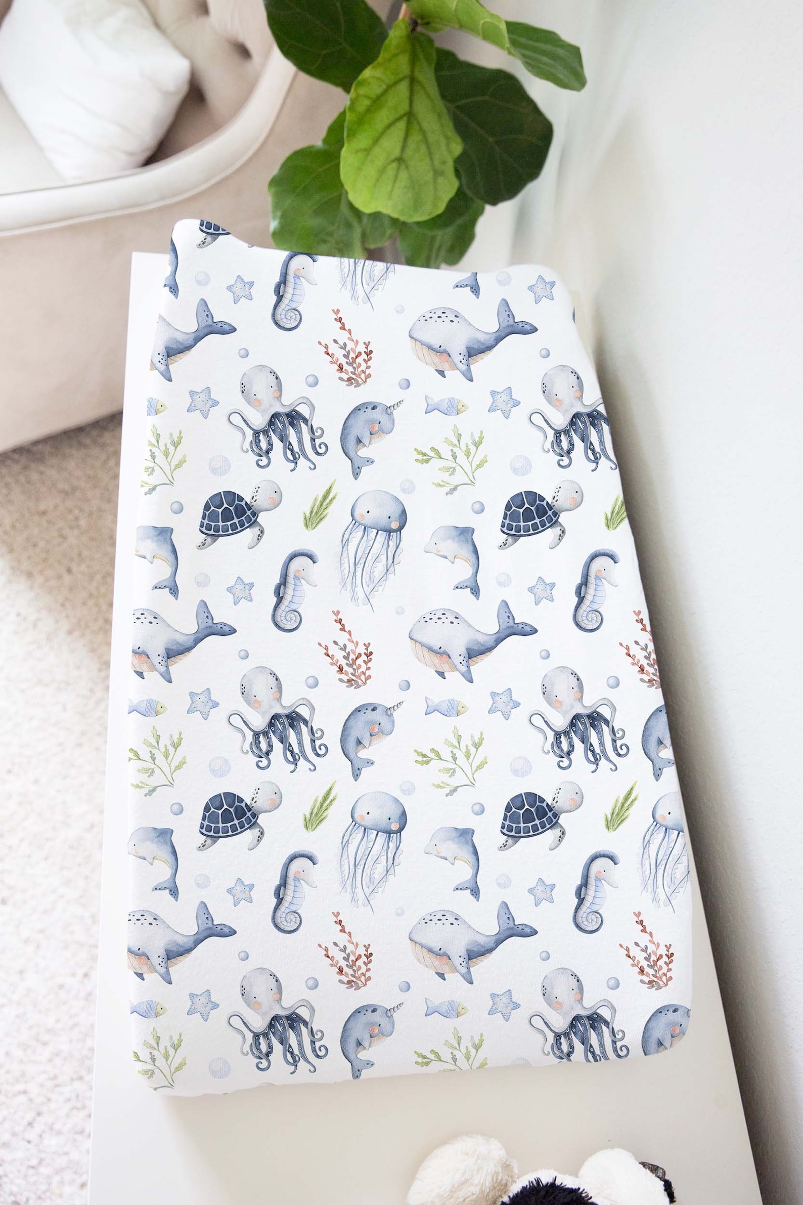 Ocean Changing Pad Cover Under the Sea Nursery Decor Sea - Etsy