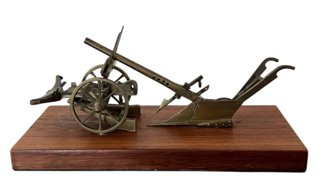 Vintage Brass Horse-drawn Plow Model: Agricultural Display Sample - Etsy