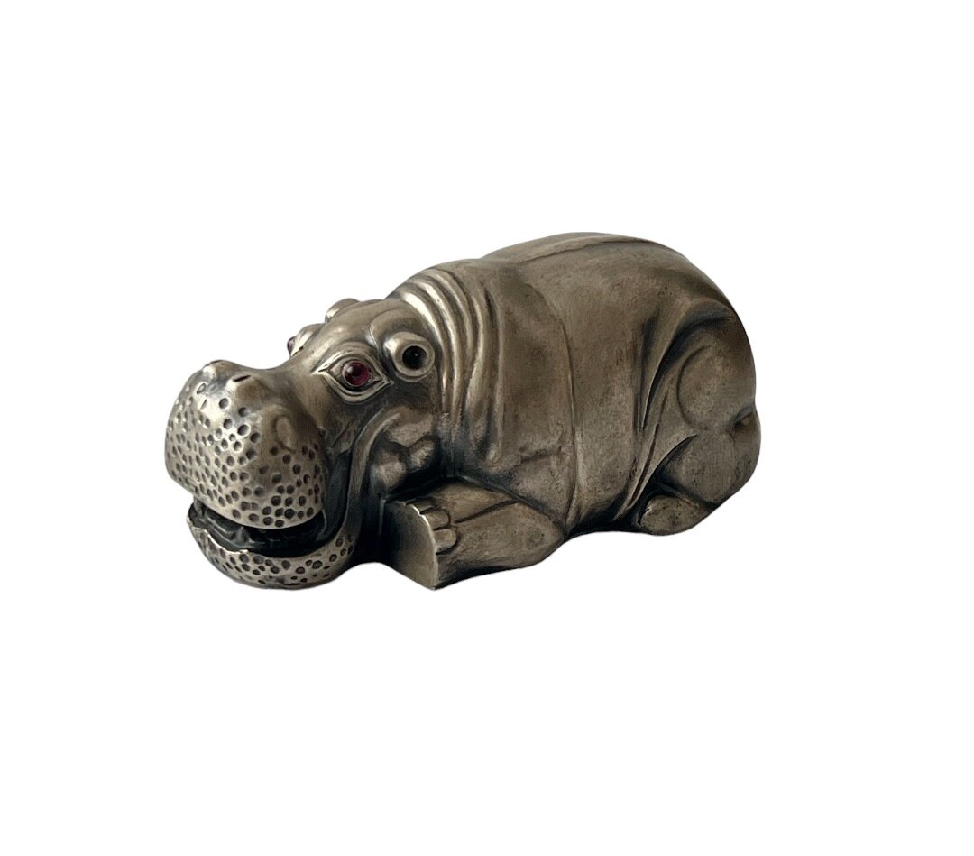Silver Hippopotamus Figurine - Etsy