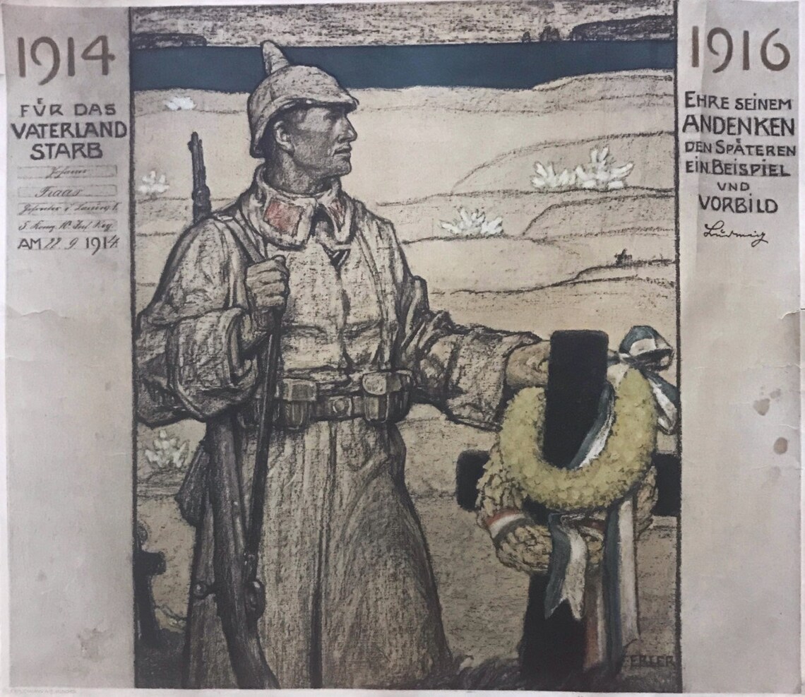 Fritz Erler WW1 Vintage Poster Print Memorabilia War | Etsy