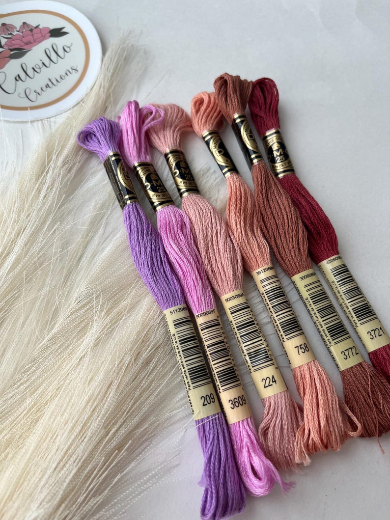 Thread Pack- Pinks and Purples - DMC Thread Skein Pack - DIY Embroidery Floss - Embroidery ...