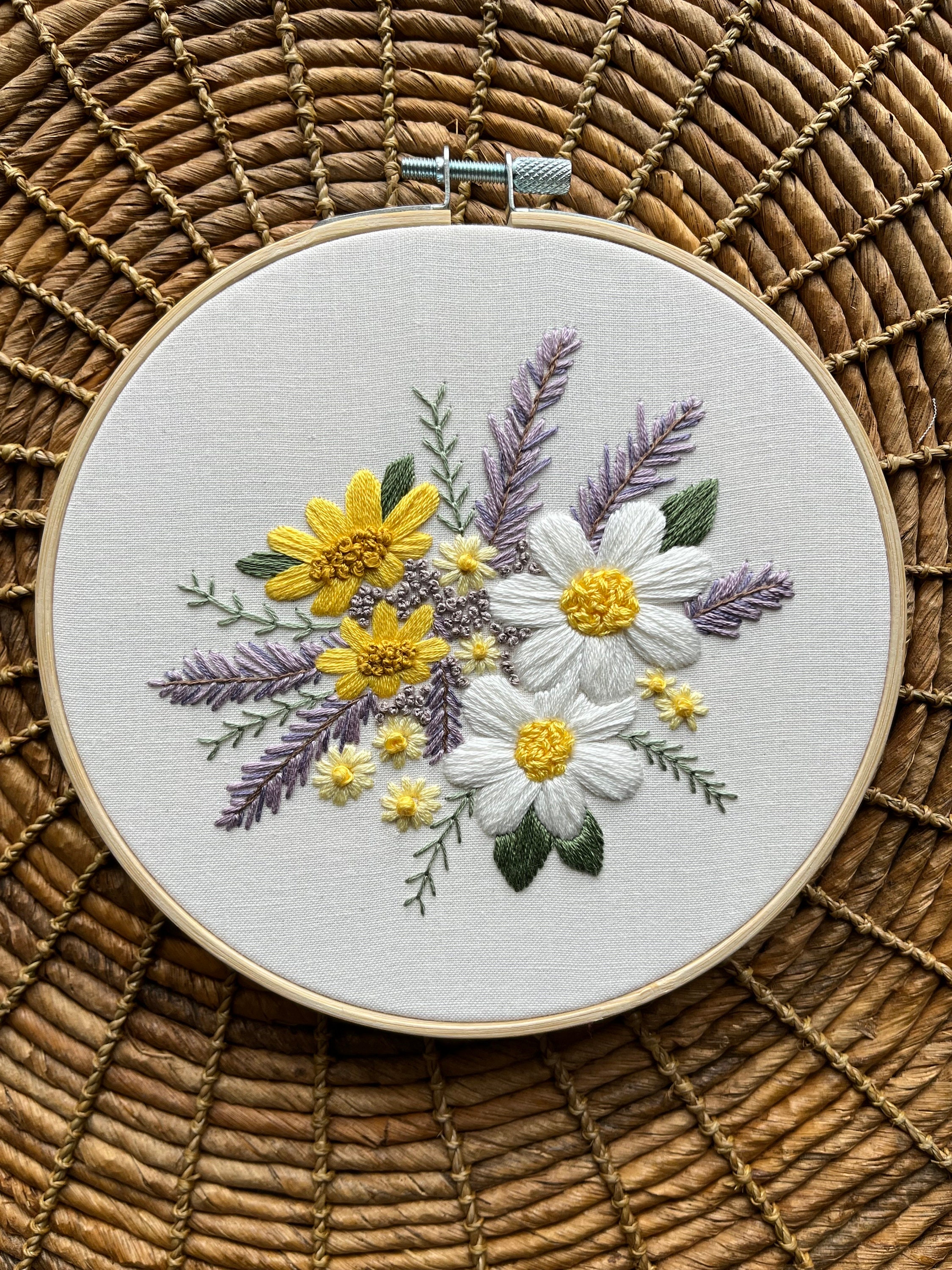 Spring Bouquet Flower Embroidery Hoop Floral Hand Embroidered Art Piece ...