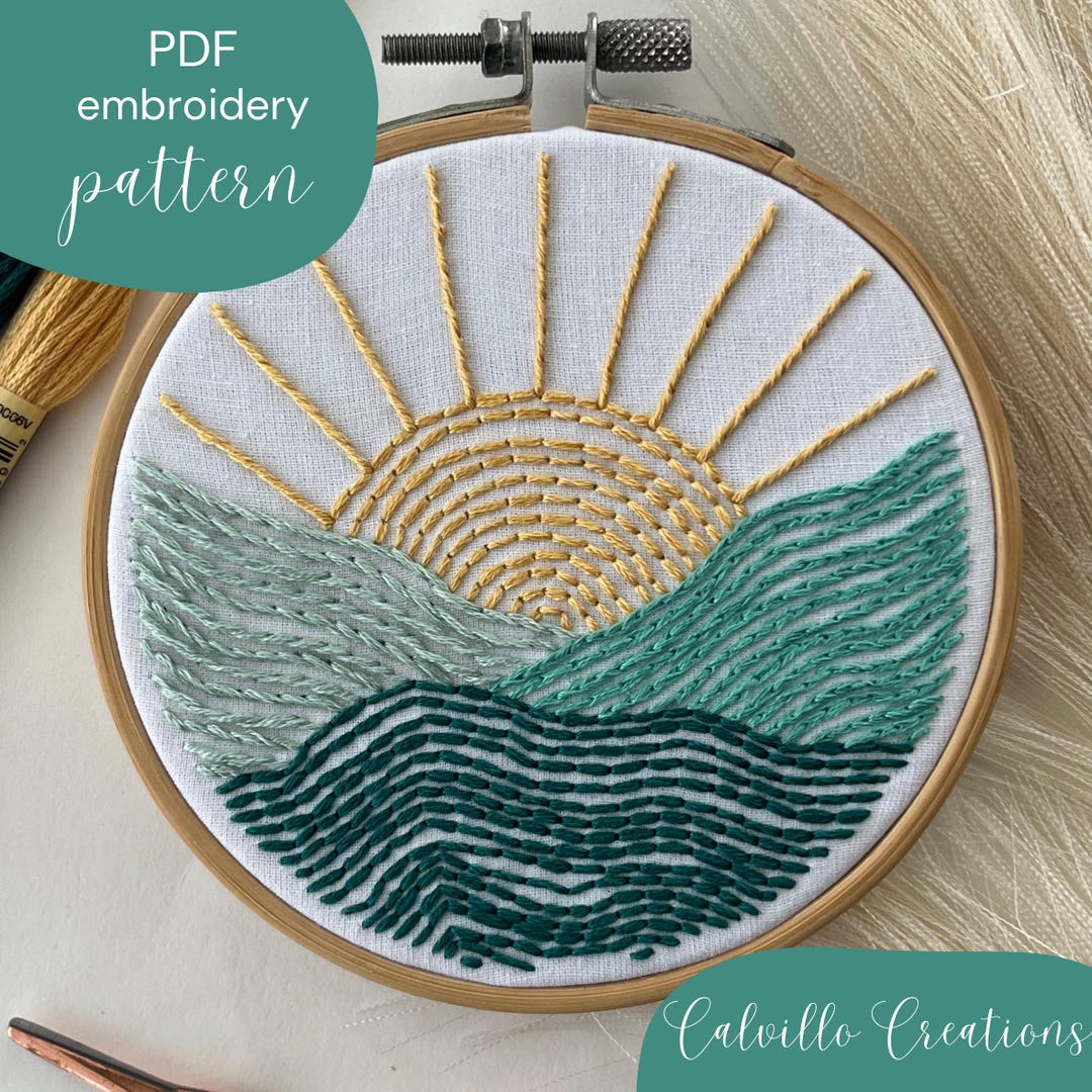 Pattern- Rising Sun - Digital PDF Embroidery - Hand Written Instant ...