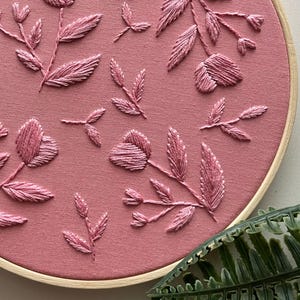 Pattern Monochromatic Pink Floral Digital PDF Embroidery Pattern ...