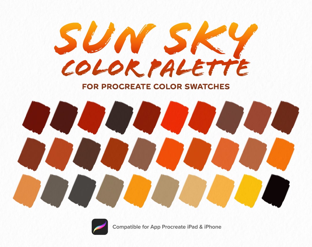 Sun Sky Color Palette, Hot Color, Sunrise Color, Procreate Palette ...