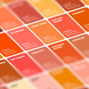 Orange Color Chart Poster: 100 Shades of Orange (digital Print) - Etsy